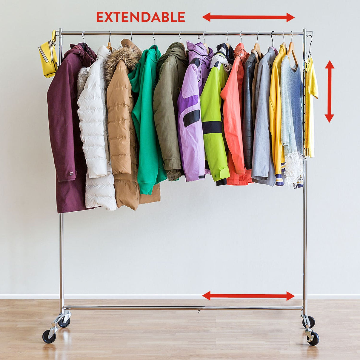 Adjustable Heavy Duty Clothes Rail with Locking Wheels – Tatkraft.ee